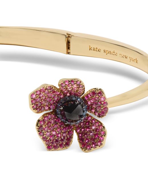 Kate Spade Gold-tone Color Cubic Zirconia Poppy Cuff Bracelet in White ...