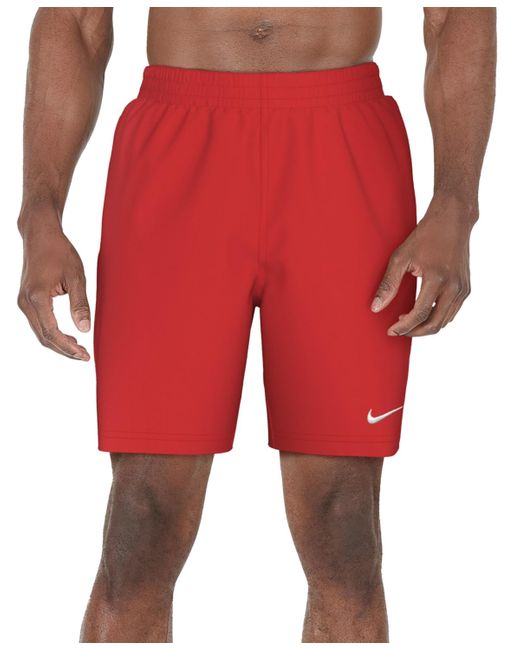 Nike Logo Swoosh Swim Trunks in Red for Men | Lyst