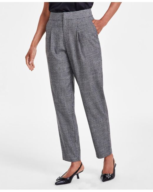 INC International Concepts High-rise Pleated Plaid Pants in Blue | Lyst