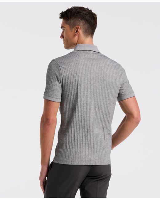 Perry Ellis Slim-fit Ribbed Zip Polo Shirt in Gray for Men | Lyst