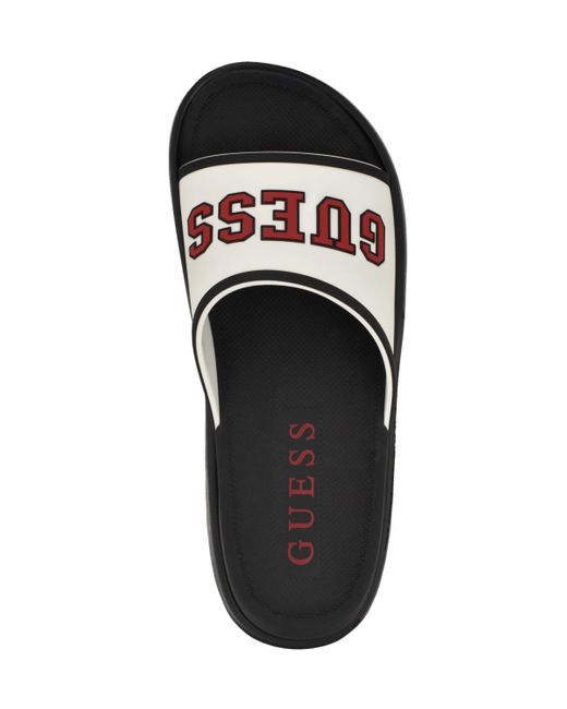 Guess Mylas Branded Slip On Fashion Slides in Black for Men | Lyst