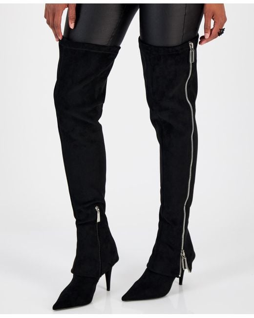 Twelve AM Suede Thigh High Boots ( Manhattan) in Black | Lyst
