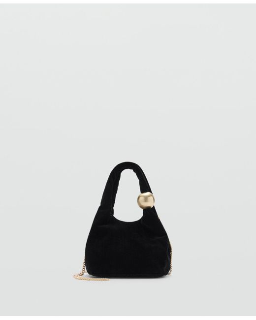 Mango Ball Detail Velvet Bag in Black | Lyst