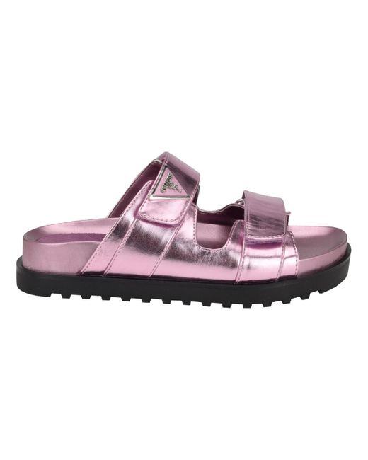 Guess Fabula Lug-sole Logo Footbed Sandals in Purple | Lyst