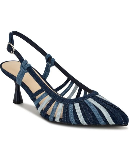 Nine West Resta Pointy Toe Slingback Pumps in Blue | Lyst