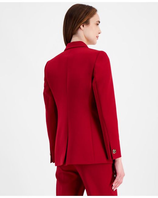 Anne Klein Stretch Peak-lapel One-button Jacket in Red | Lyst