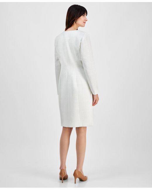 Le Suit Jewel-neck Topper & Empire-seam Midi Dress in White | Lyst