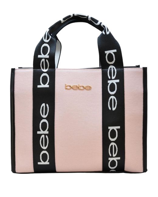 Bebe Hana Canvas Small Satchel Bag in Black | Lyst