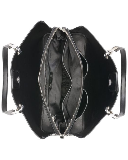 Calvin Klein Garnet Triple Compartment Tote in Black | Lyst