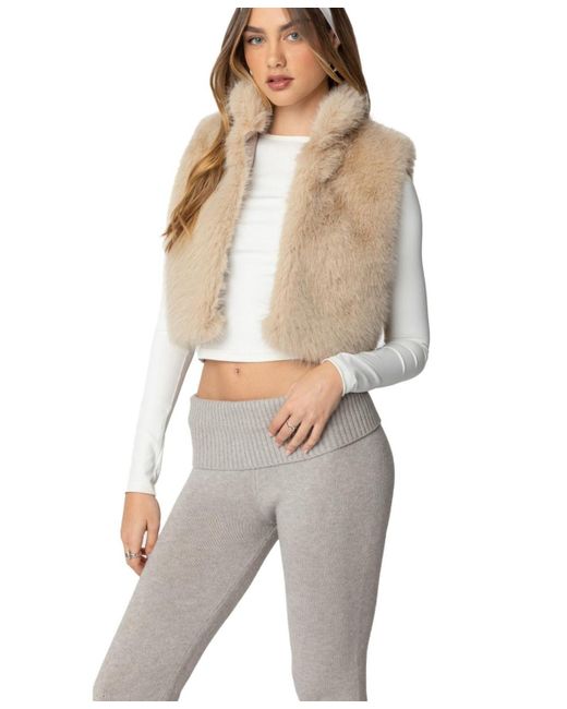 Edikted Cassandra Faux Fur Vest in White | Lyst