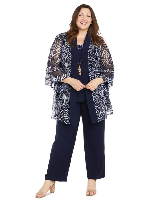 R & M Richards Plus Size Sheer Jacket in Blue | Lyst