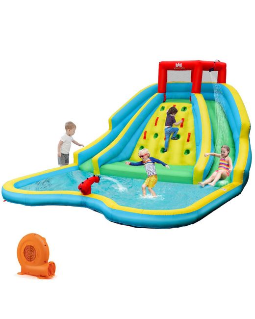 Gymax Inflatable Mighty Water Park Bouncy Splash Pool Climbing Wall in ...
