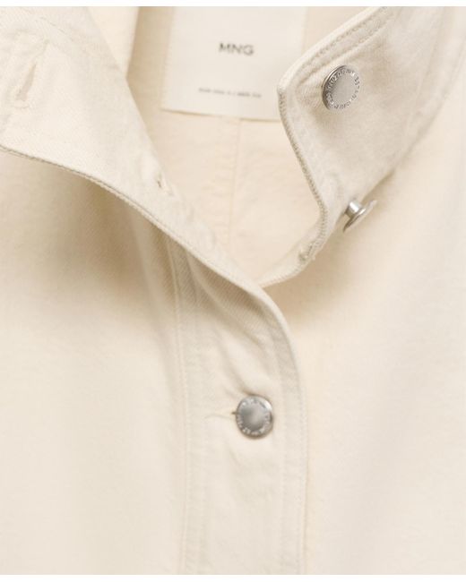 Mango High Neck Pockets Cotton Jacket in White | Lyst