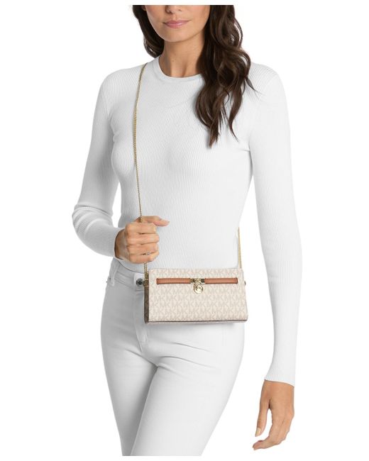 Michael Kors Hamilton Small Logo Convertible Crossbody in Natural | Lyst