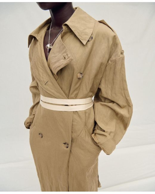 Mango Oversized Wrinkled Effect Trench Coat in Natural | Lyst