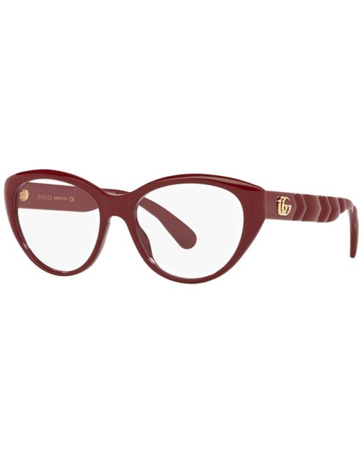 Gucci Round Eyeglasses Gc001491 In Red Shiny Brown Lyst