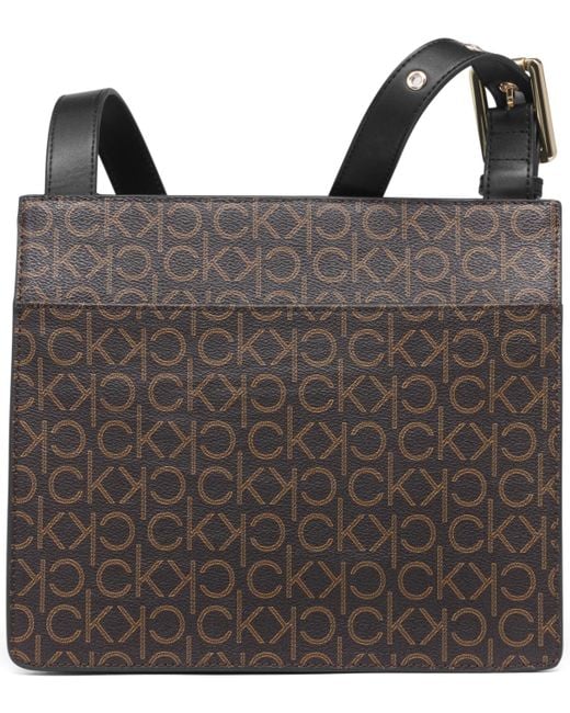 Calvin Klein Havana Flap Signature Small Messenger Bag in Gray | Lyst