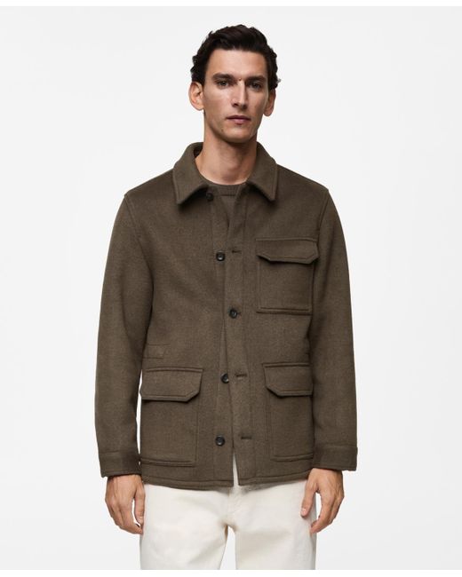 Mango Wool-blend Field Jacket in Brown for Men | Lyst
