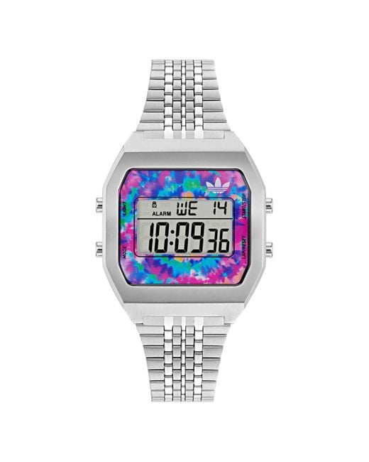 adidas Digital Stainless Steel Watch in White | Lyst