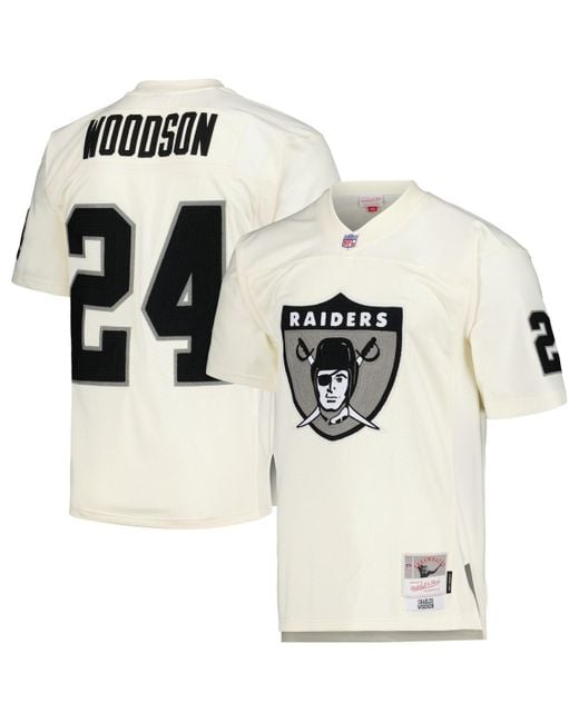 Mitchell & Ness Charles Woodson Las Vegas Raiders Chainstitch Legacy Jersey in White for Men | Lyst