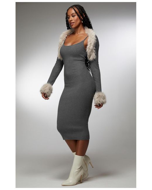 Bebe X Ciara Two Piece Sweater Dress in Gray | Lyst