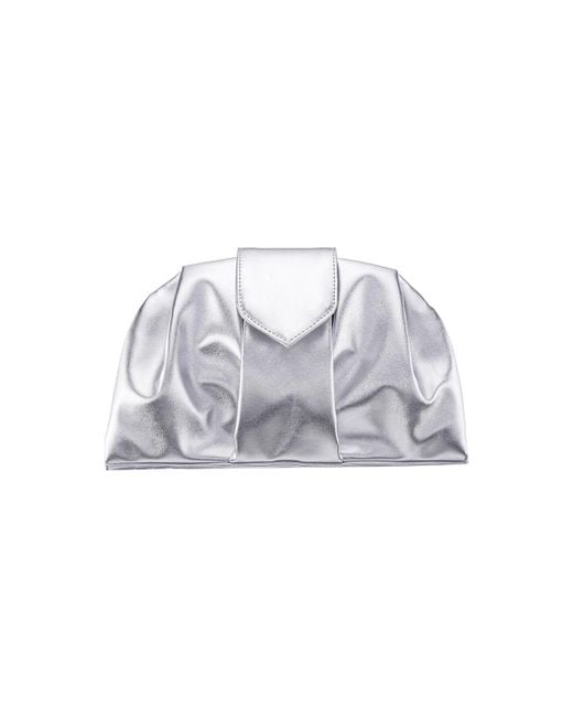 Nina Pleated Metallic Soft Clutch in White | Lyst