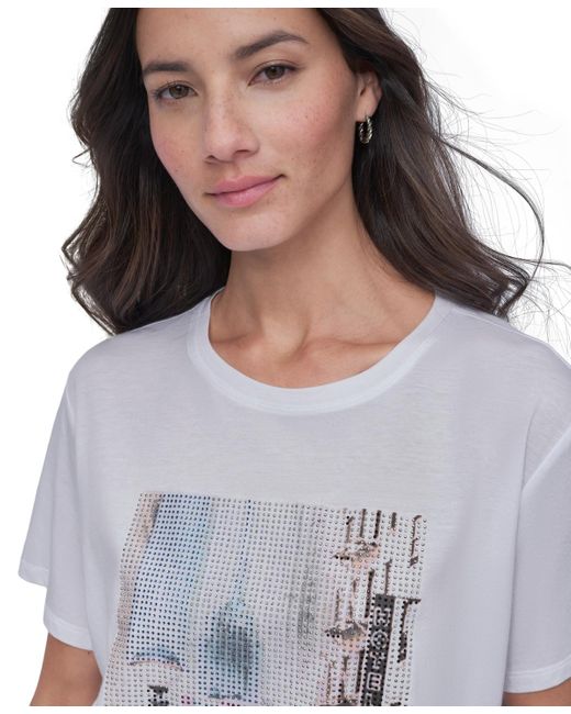 DKNY Embellished Subway T-shirt in Gray | Lyst
