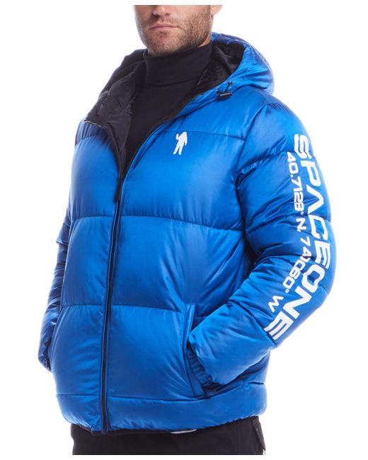 Space One Nasa Inspired Reversible Puffer Jacket in Blue for Men | Lyst
