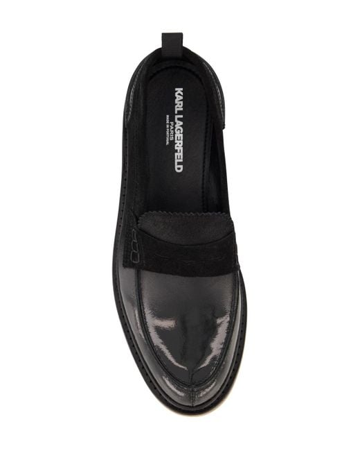 Karl Lagerfeld White Label Suede Penny Loafers in Black for Men | Lyst