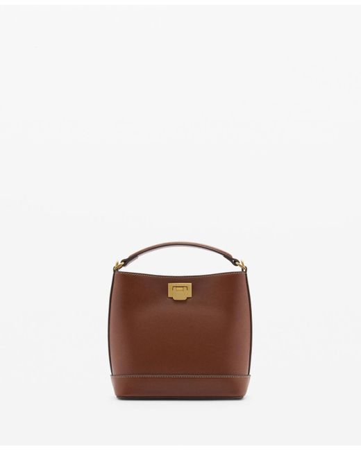 Mango Rear Padlock Mini-shopper Bag in Brown | Lyst