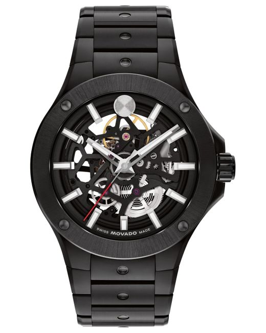 Movado Alta S.e. Skeleton Swiss Automatic Pvd Watch in Black for Men | Lyst