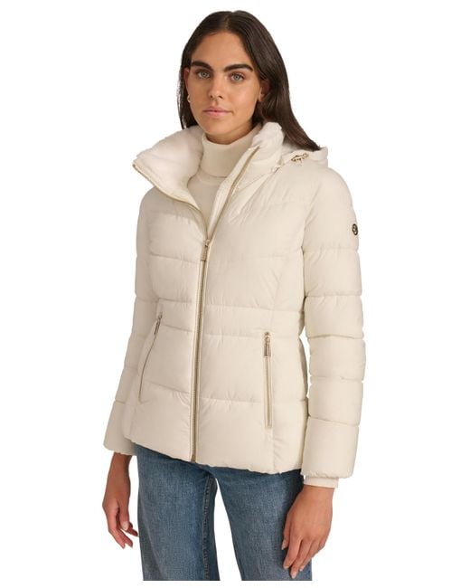 Calvin klein petite hooded puffer coat store