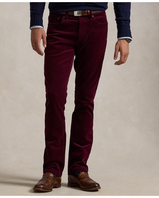 Polo Ralph Lauren Varick Slim Straight Corduroy Pants in Red for Men | Lyst