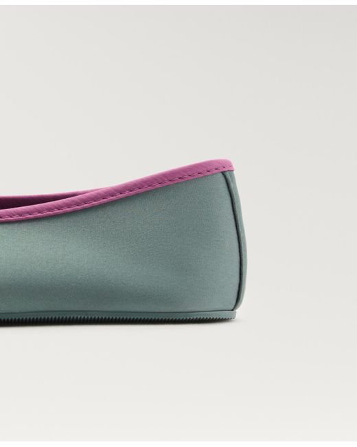 Mango Satin Contrast Piping Ballerina Shoes in Blue | Lyst