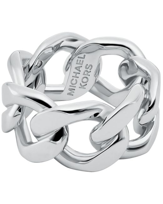 Michael Kors Platinum-plated Brass Curb Chain Ring in Metallic | Lyst