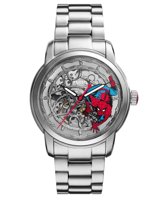Fossil Marvel X Limited Edition Automatic Silver Stainless Steel Watch ...