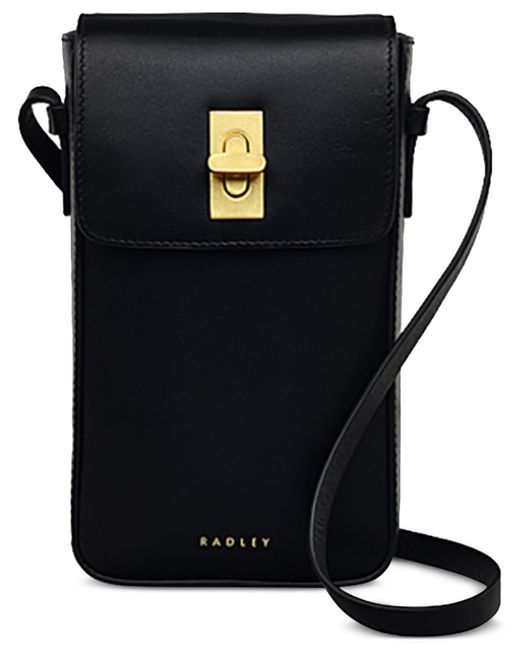 Radley Threadneedle Street Leather Phone Crossbody in Black | Lyst