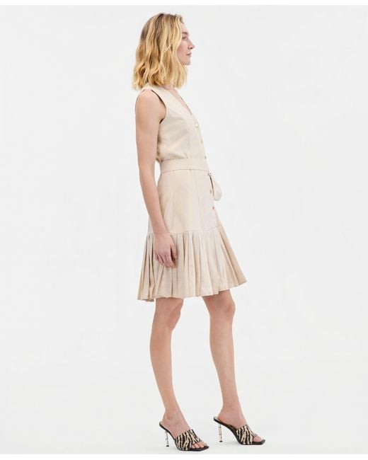 INC International Concepts Sleeveless Linen-blend Dress in Natural | Lyst
