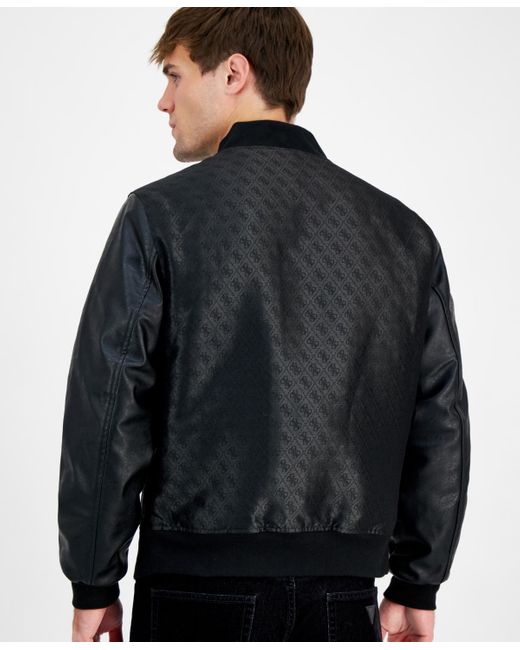 Guess Logo Varsity Jacket in Black for Men | Lyst