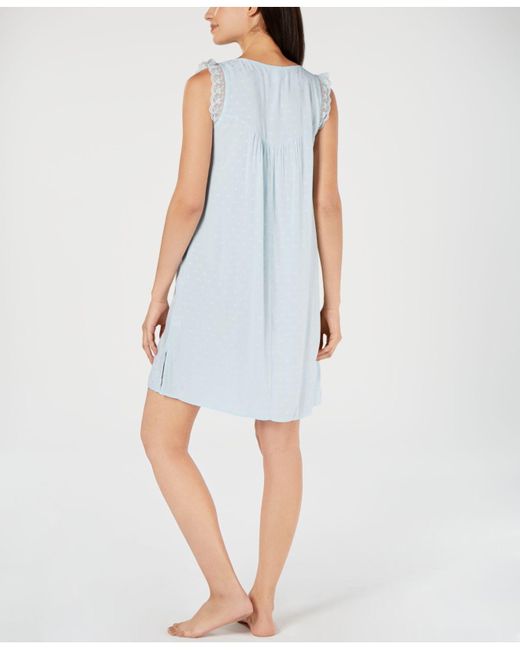 Lyst Miss Elaine Lace Ruffle Sleeveless Chemise Nightgown In Blue