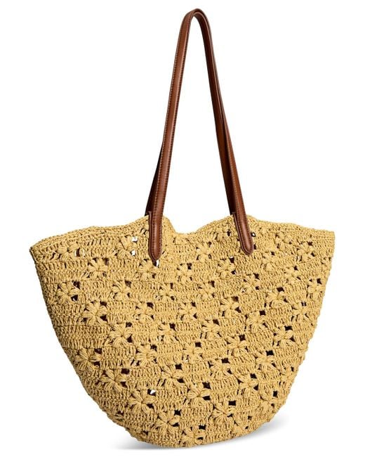Sam Edelman Layla Floral Raffia Fan Tote in Metallic | Lyst