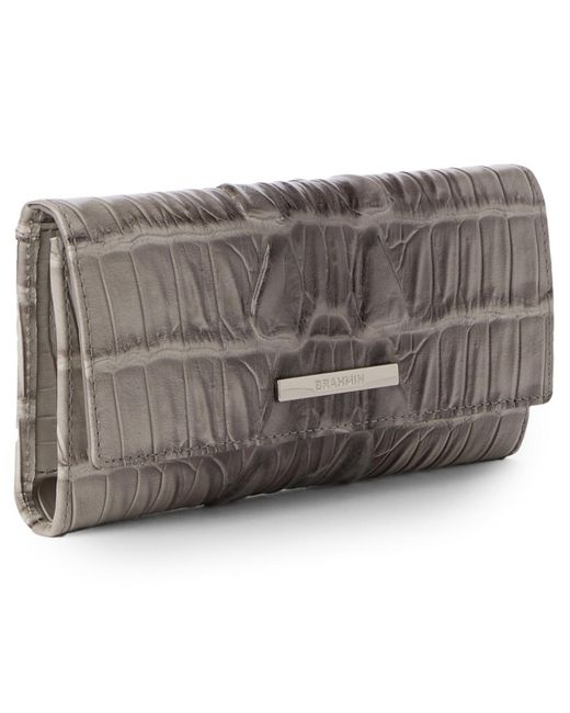 Brahmin Cordelia Textured Trifold Wallet in Gray | Lyst