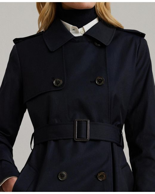 Ralph Lauren Belted Water-resistant Trench Coat in Black | Lyst