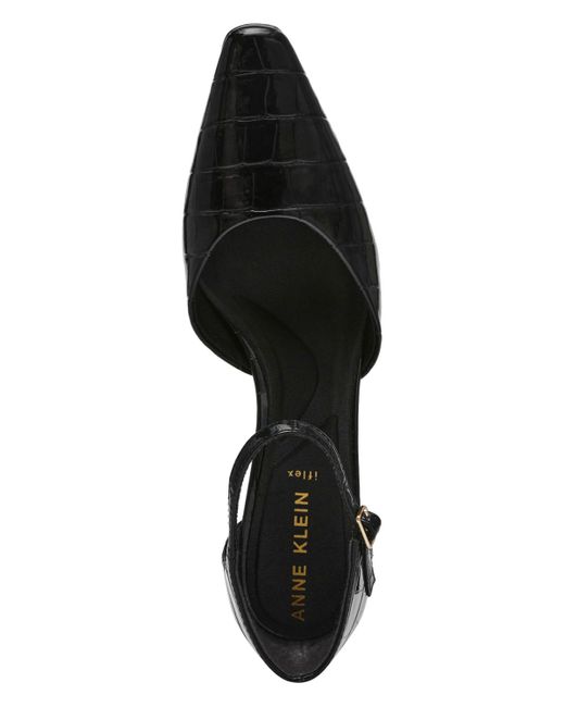Anne Klein Rosalind Croco Print Ankle Strap Dress Pumps in Black | Lyst