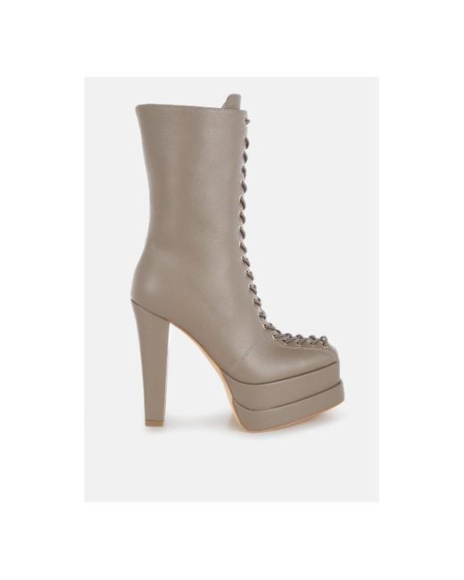 LONDON RAG Sayal Faux Leather Lace Up Boots in Gray | Lyst