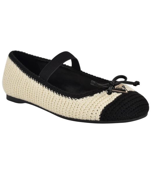 Guess Maysa Crochet Knit Round Toe Mary Jane Ballet Flats in Black | Lyst
