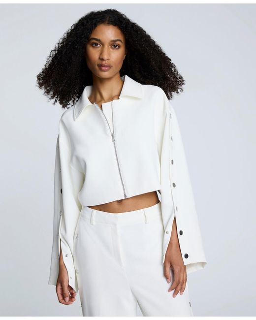 Kenneth Cole Zip-front Snap-arm Jacket in White | Lyst