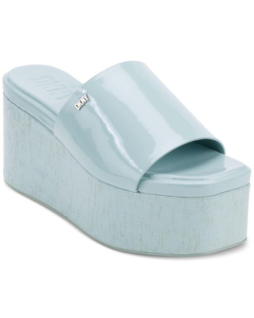 DKNY Adalira Slip-on Platform Wedge Slide Sandals in Blue | Lyst