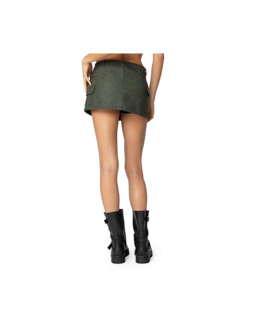 Edikted Faux Leather Cargo Micro Skort in Green | Lyst