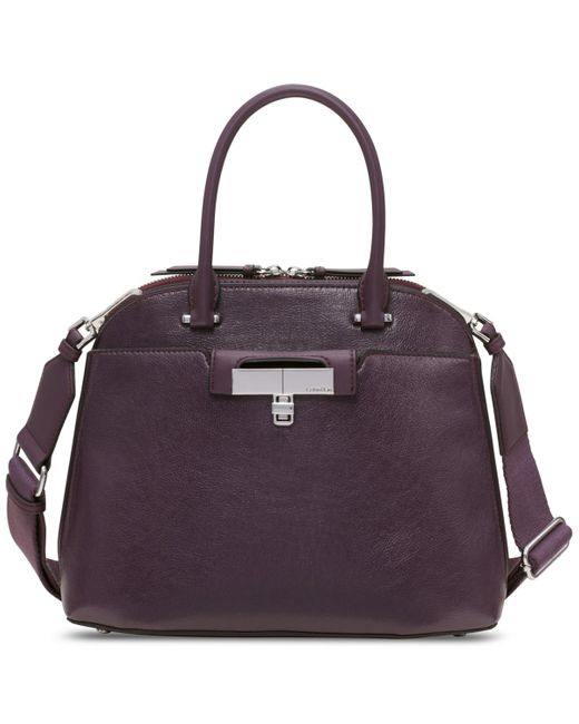 Calvin Klein Becky Convertible Turnlock Dome Satchel in Purple | Lyst